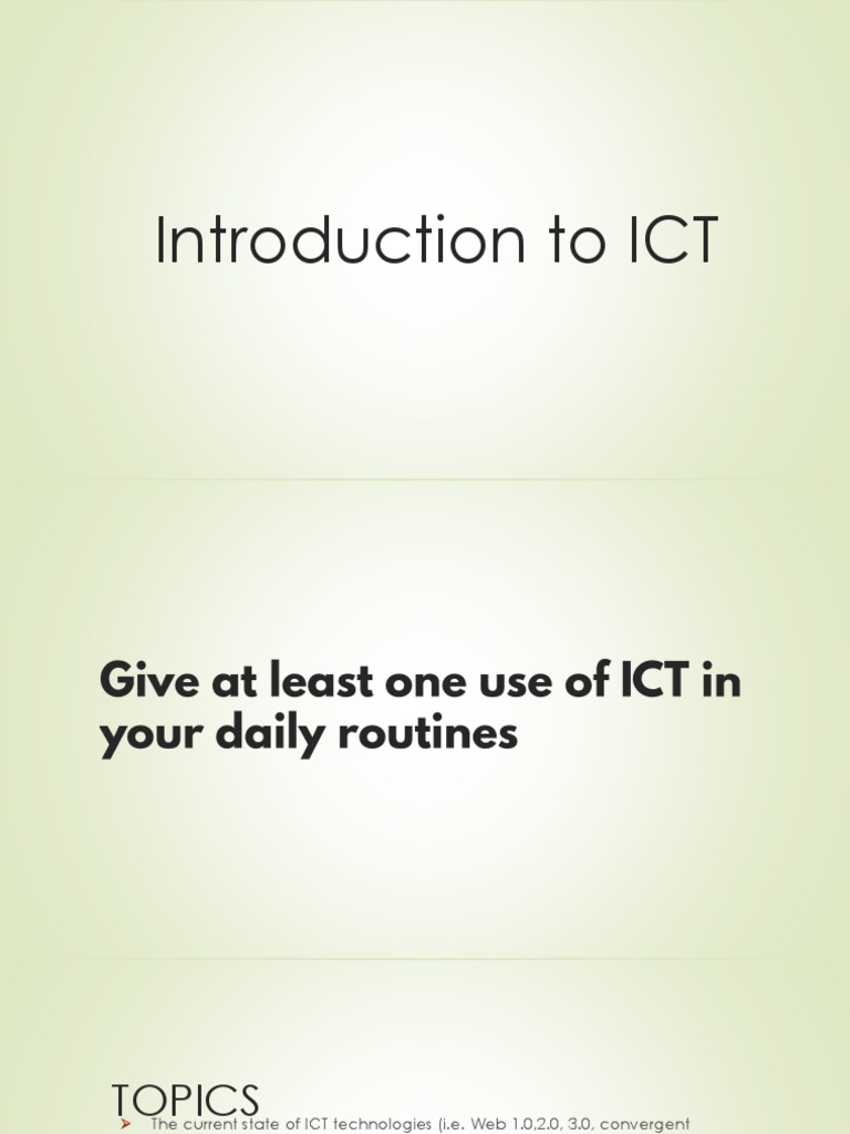 Introduction To ICT | PDF Introduction To ICT | PDF