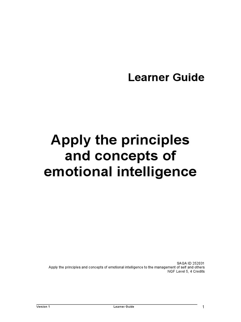 Emotional Intelligence Learner Guide | PDF
