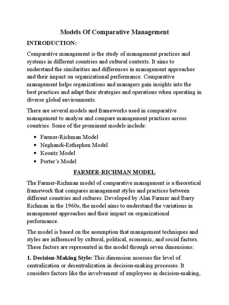 Comparative Management | PDF