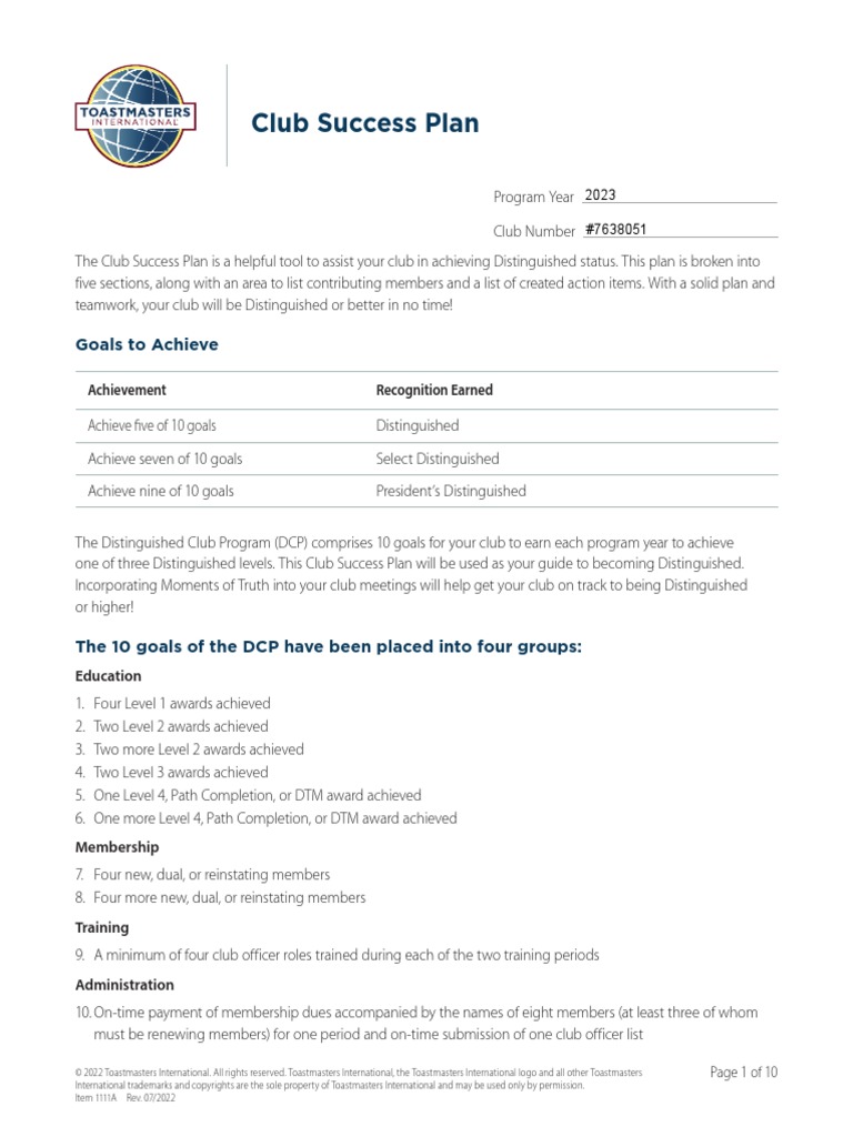 Club-Success-Plan - Updated With Educational Names (10577) | PDF ...