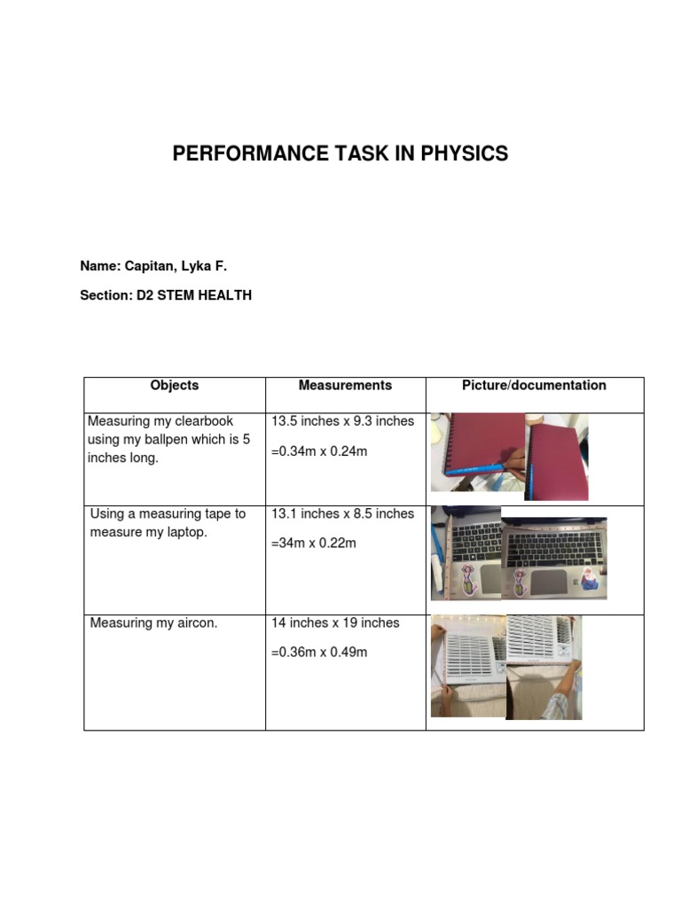 Performance Task in Physics | PDF