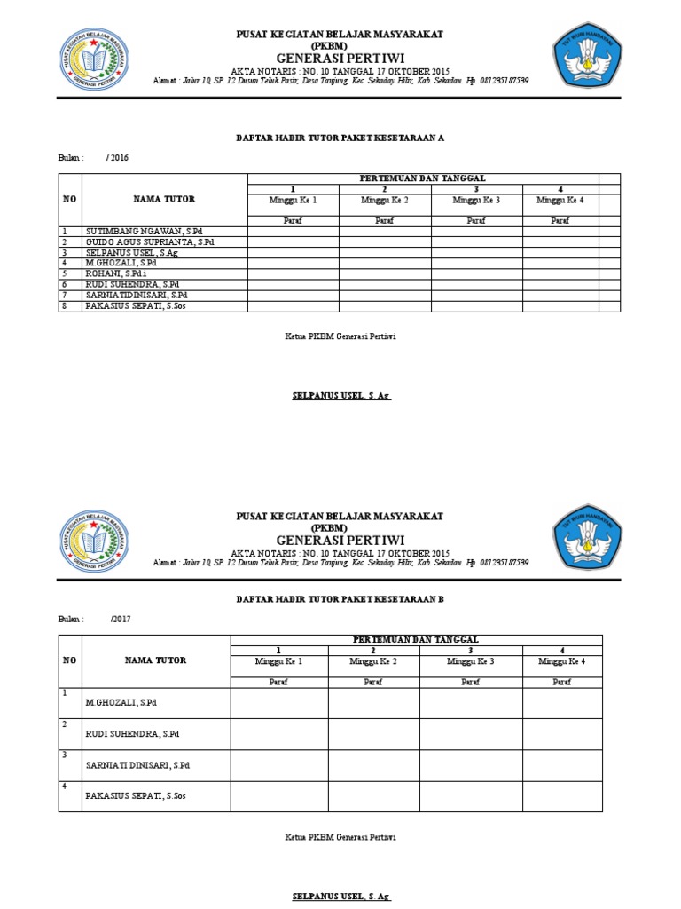 Absen Paket C Tutor | PDF