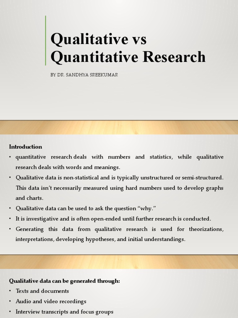 Qualitative Vs Qualitative Research | PDF | Qualitative Research | Quantitative Research