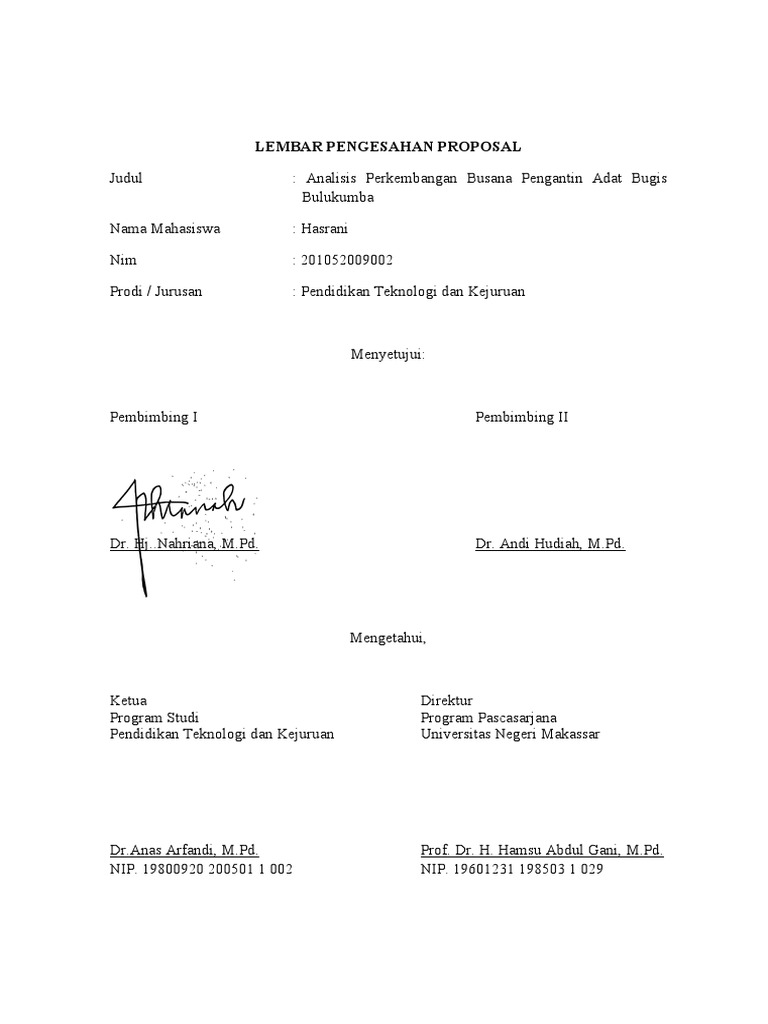 Lembar Pengesahan Proposal | PDF