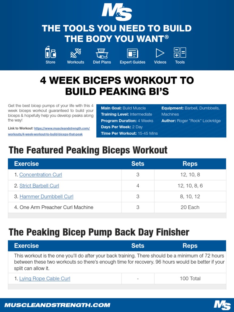4 Week Bicep Work Out | PDF
