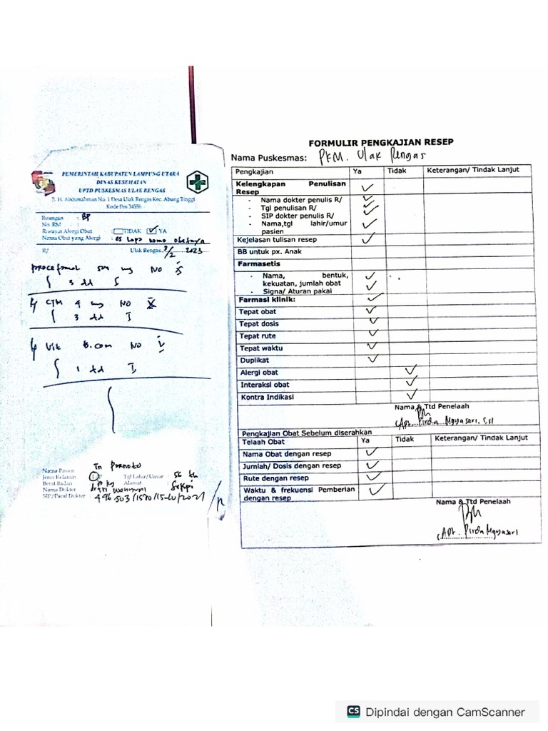 Form Pengkajian Dan Resep | PDF
