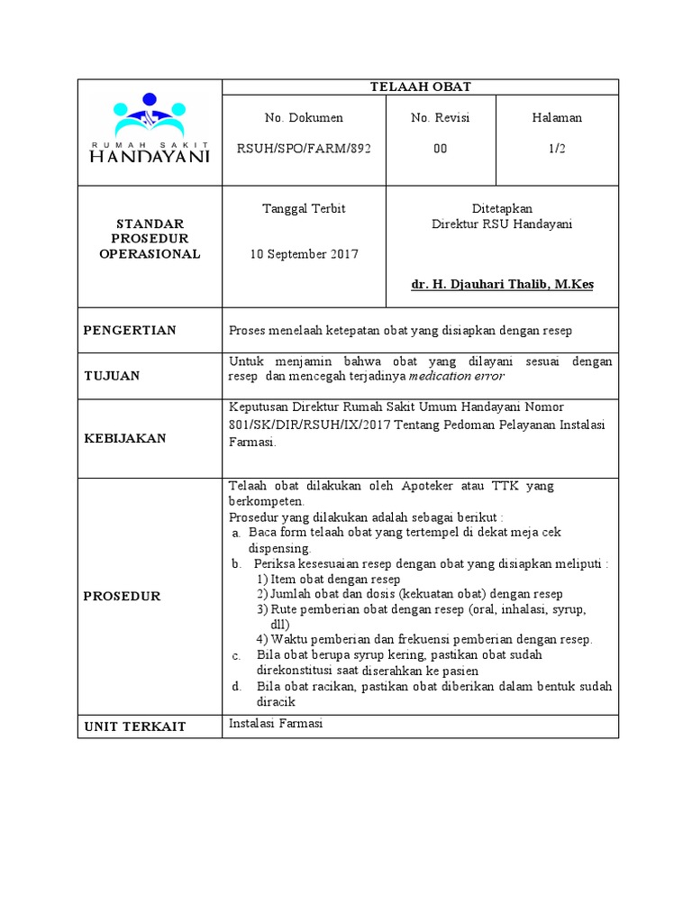 SPO Telaah Resep | PDF