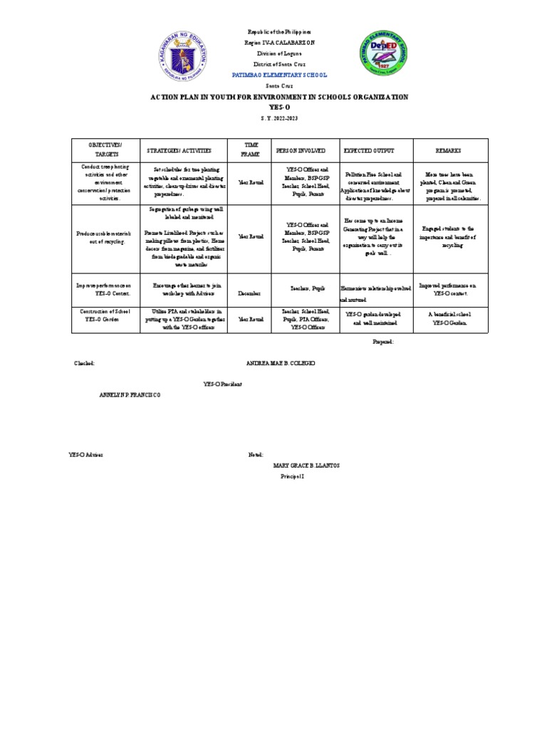 Yes o Action Plan | PDF