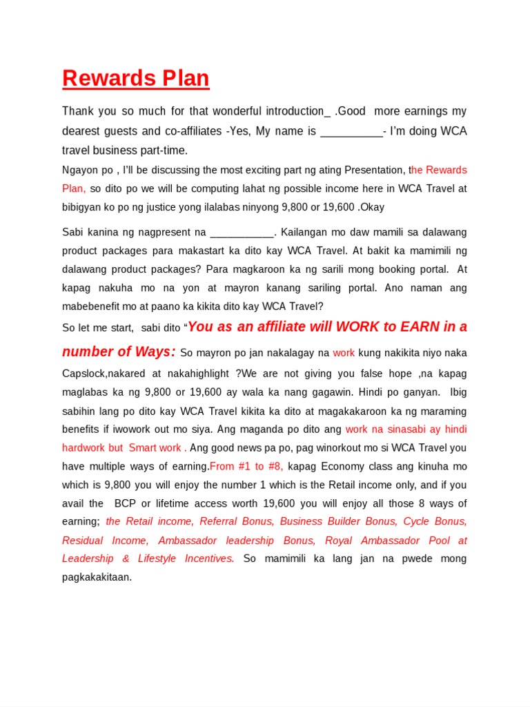 Rewards Plan Script | PDF | Economies