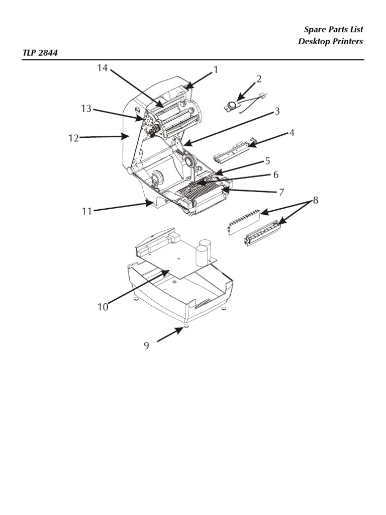 TLP2844 Spare Parts List | PDF | Printer (Computing) | Computing