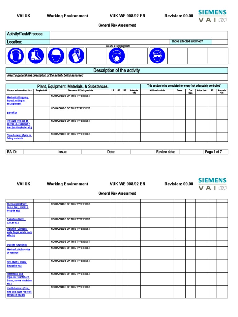 General Risk Assessment | PDF