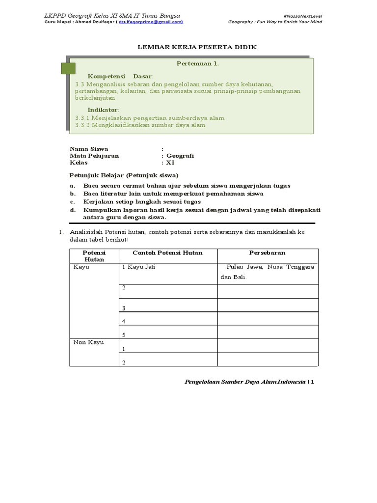 3.3-Lkpd-Pengelolaan-Sda Part 1 Jenis SDA | PDF