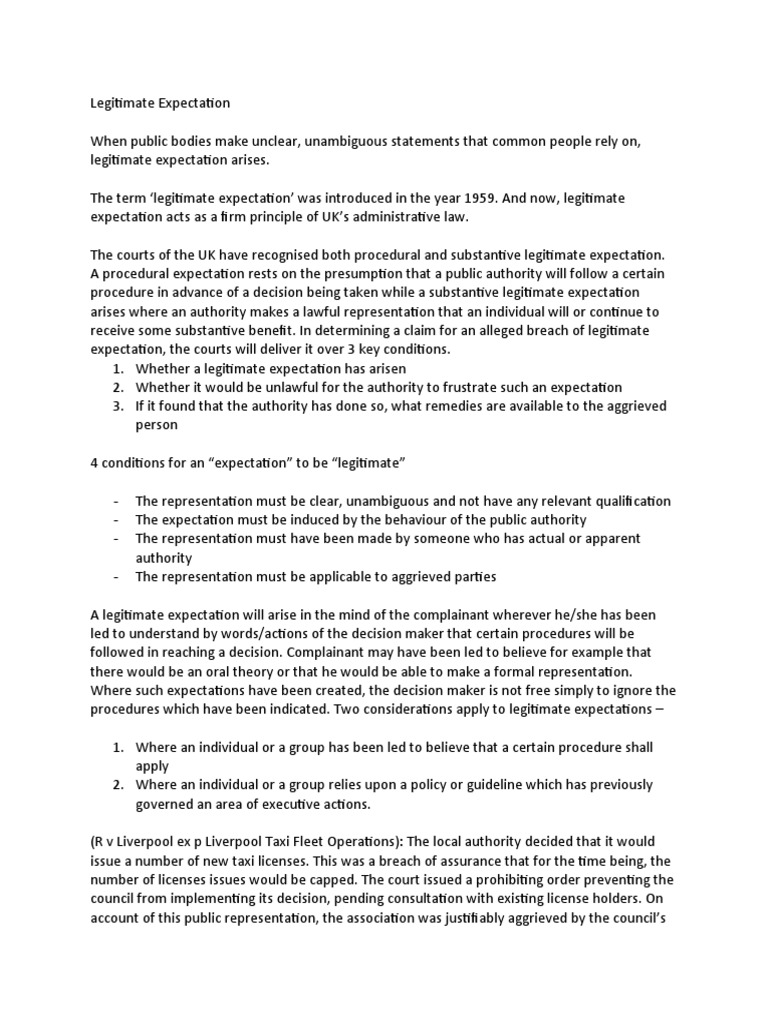 Legitimate Expectation - PNK | PDF | Ethical Principles | Justice