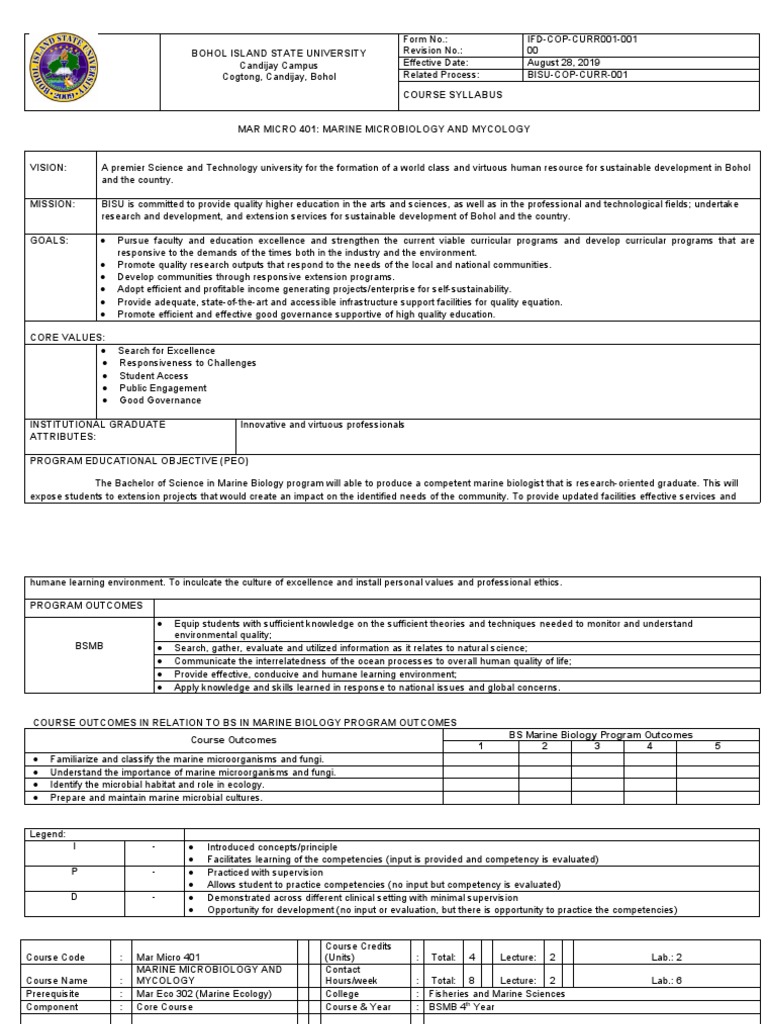 Marine Microbiology Course Syllabus | PDF | Microorganism | Microbiology