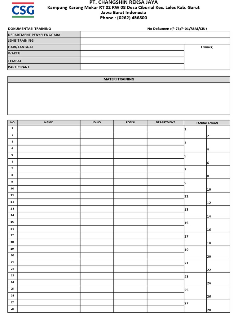 Form Absensi (Training) | PDF