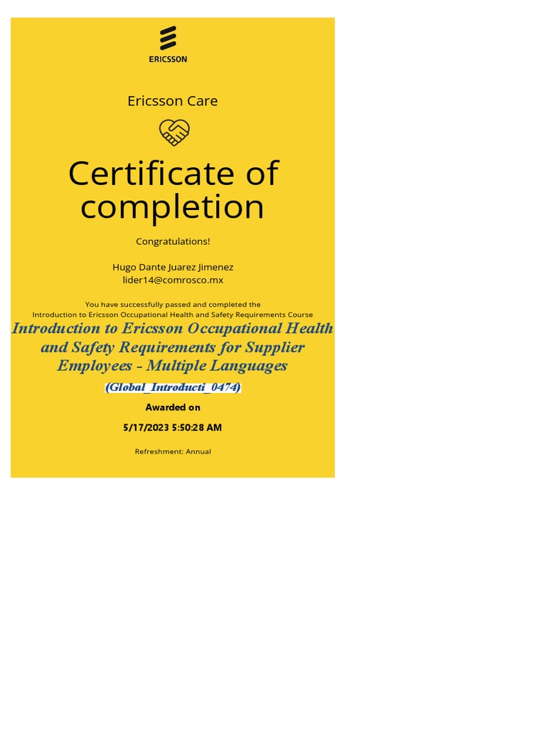 Lider14 Comrosco MX - Introduction To Ericsson Occupational Health and Safety Requirements For ...