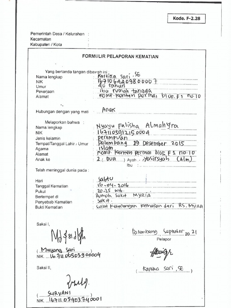 Form Kematian | PDF