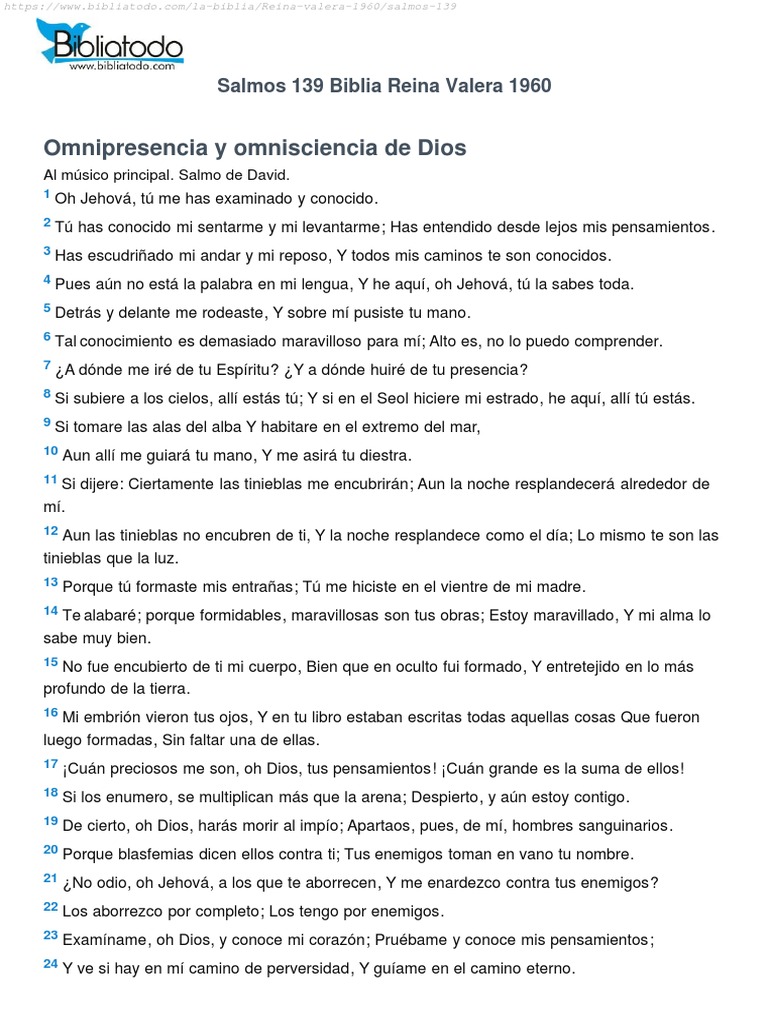Salmos 139 Biblia Reina Valera 1960 | PDF