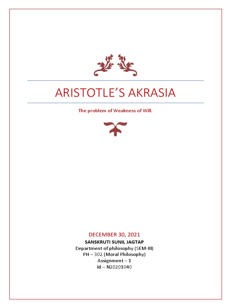 (Sanskruti Jagtap) Aristotle's Akrasia | PDF