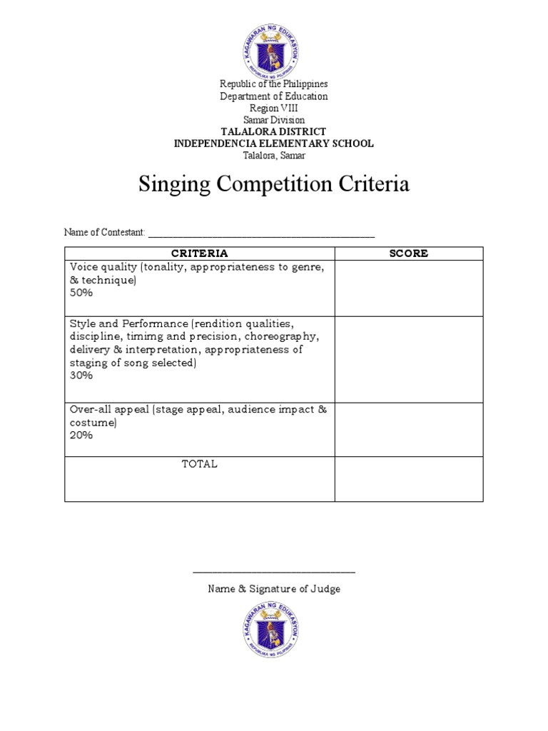 Talalora School Competition Criteria | PDF