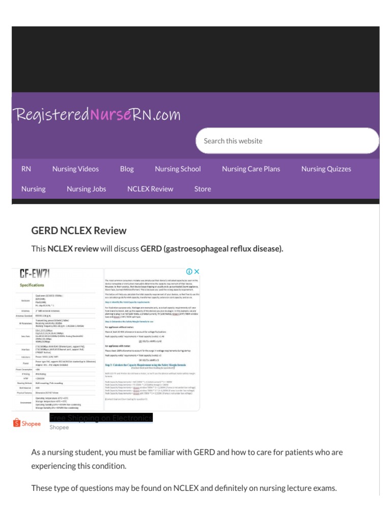 GERD Gastroesophageal Reflux Disease NCLEX Review | PDF | Gastroesophageal Reflux Disease ...