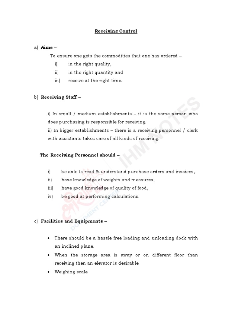 Receiving Control Pdf