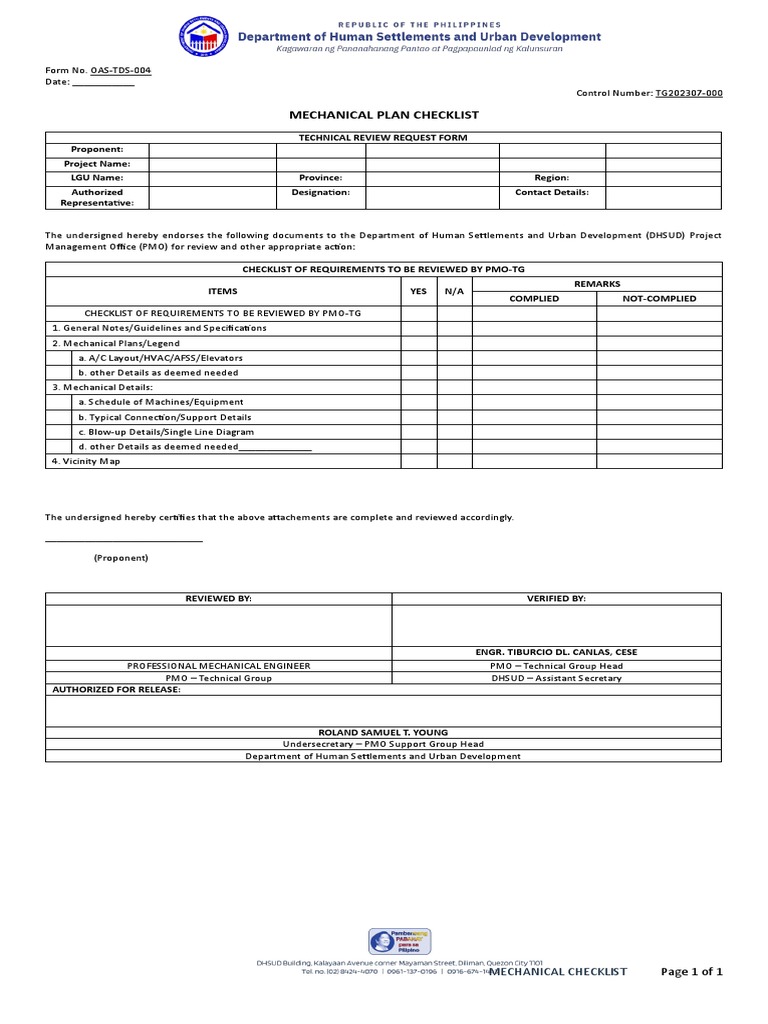 OAS TDC 004 Mechanical Design Checklist | PDF