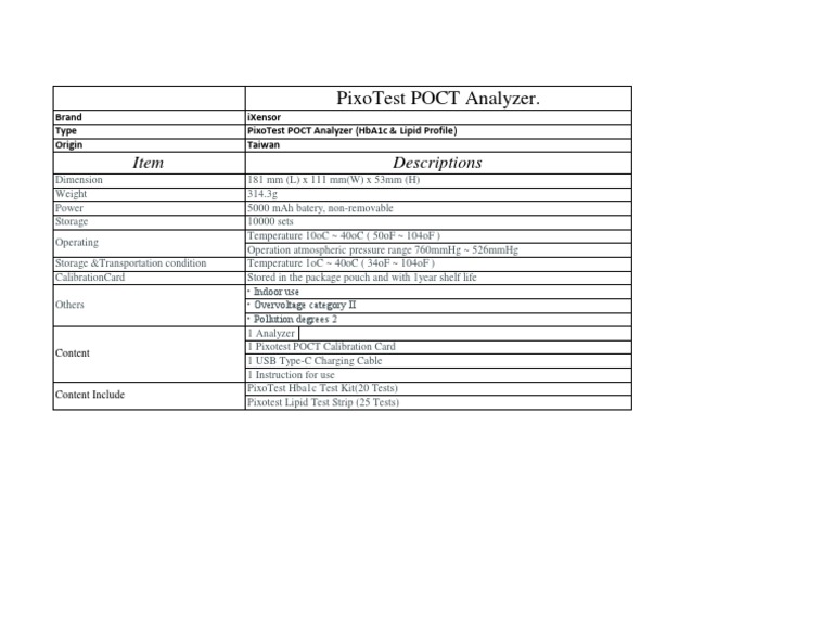 Spesifikasi POCT | PDF