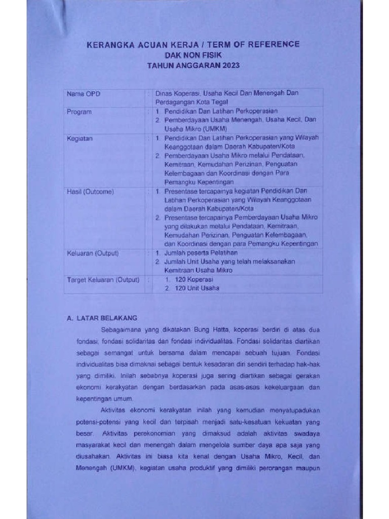 Contoh THOR DAK Non FIsik | PDF