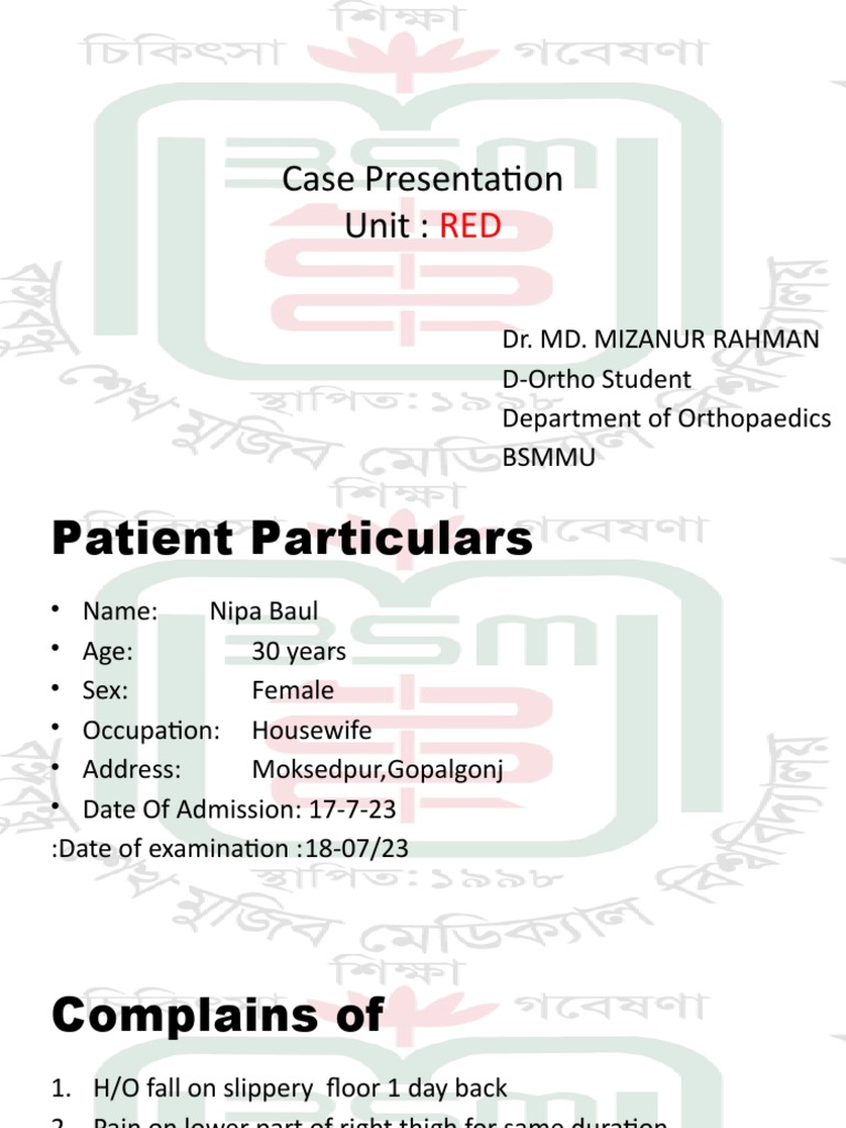 Distal Femur Fracture Case Study | PDF
