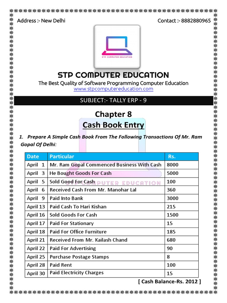 Simple Cash Book Preparation Guide | PDF