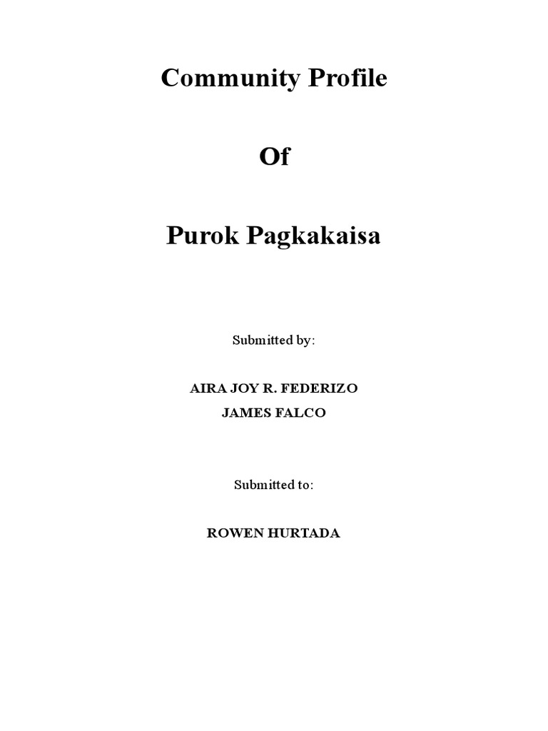 Community Profile Purok Pagkakaisa Busok | PDF