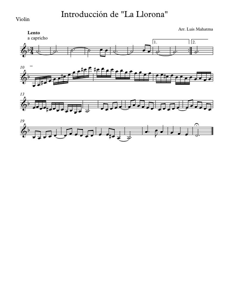 Introducción La Llorona - Violin | PDF