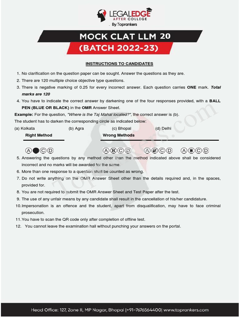 Clat PG-2023 - Mock 205299894 | PDF