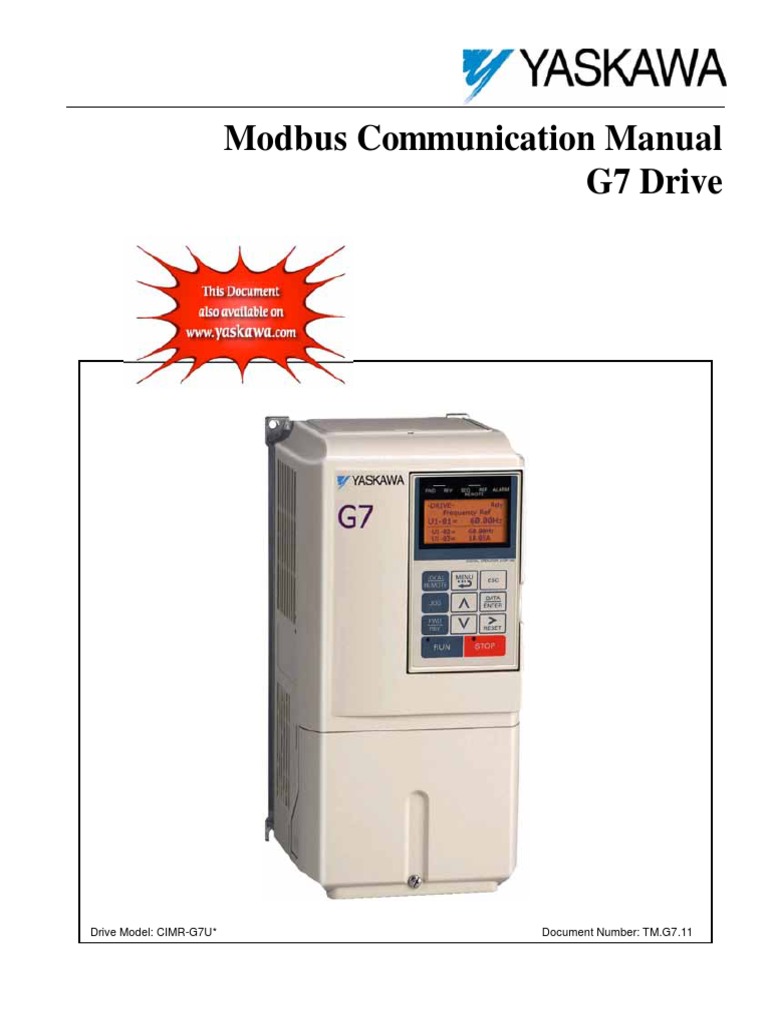 Modbus Communication Manual G7 Drive: Drive Model: CIMR-G7U Document ...
