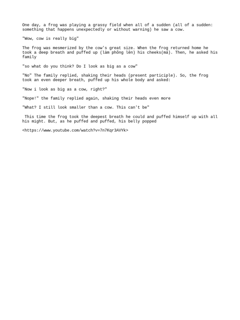 The Frog and Cow | PDF