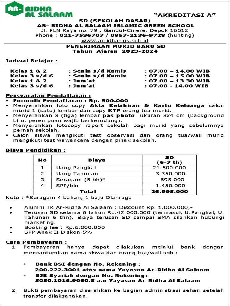 Brosur Harga SD Update 23-24 | PDF