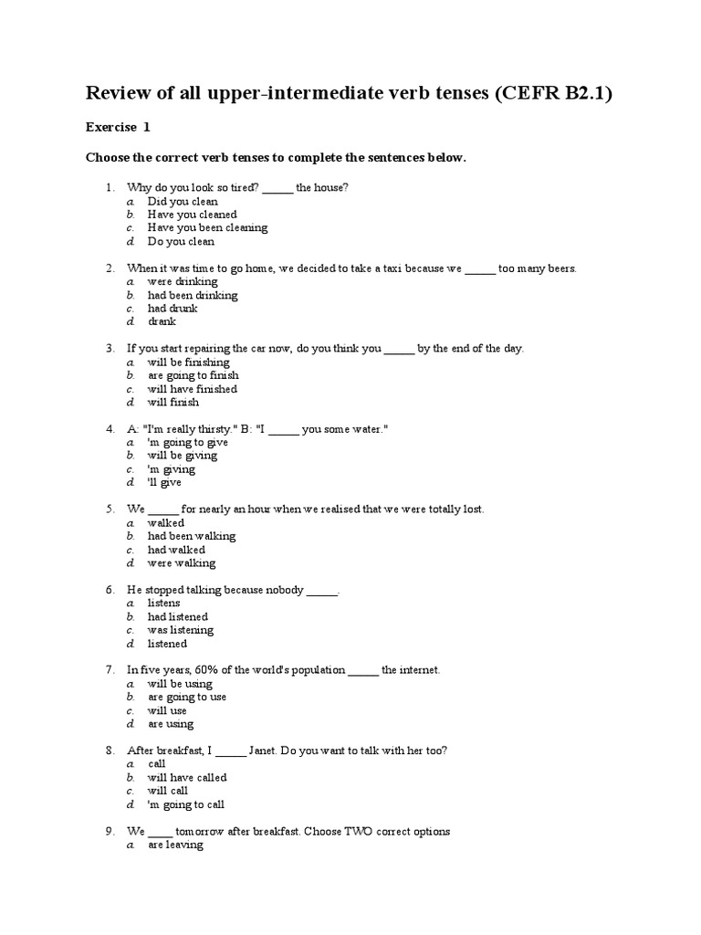 Review English B2.1 Tenses | PDF | Linguistics | Grammar