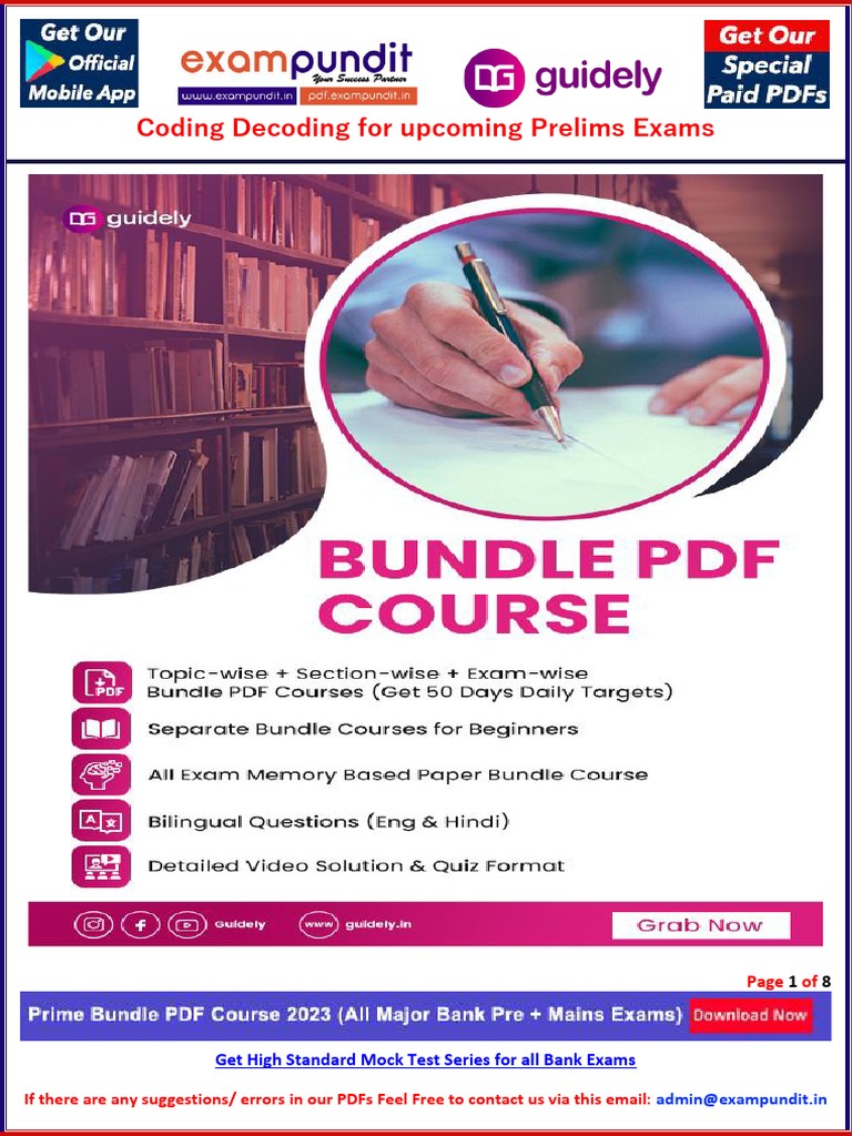 Coding Decoding Free PDF For Upcoming Prelims Exams | PDF | Games ...