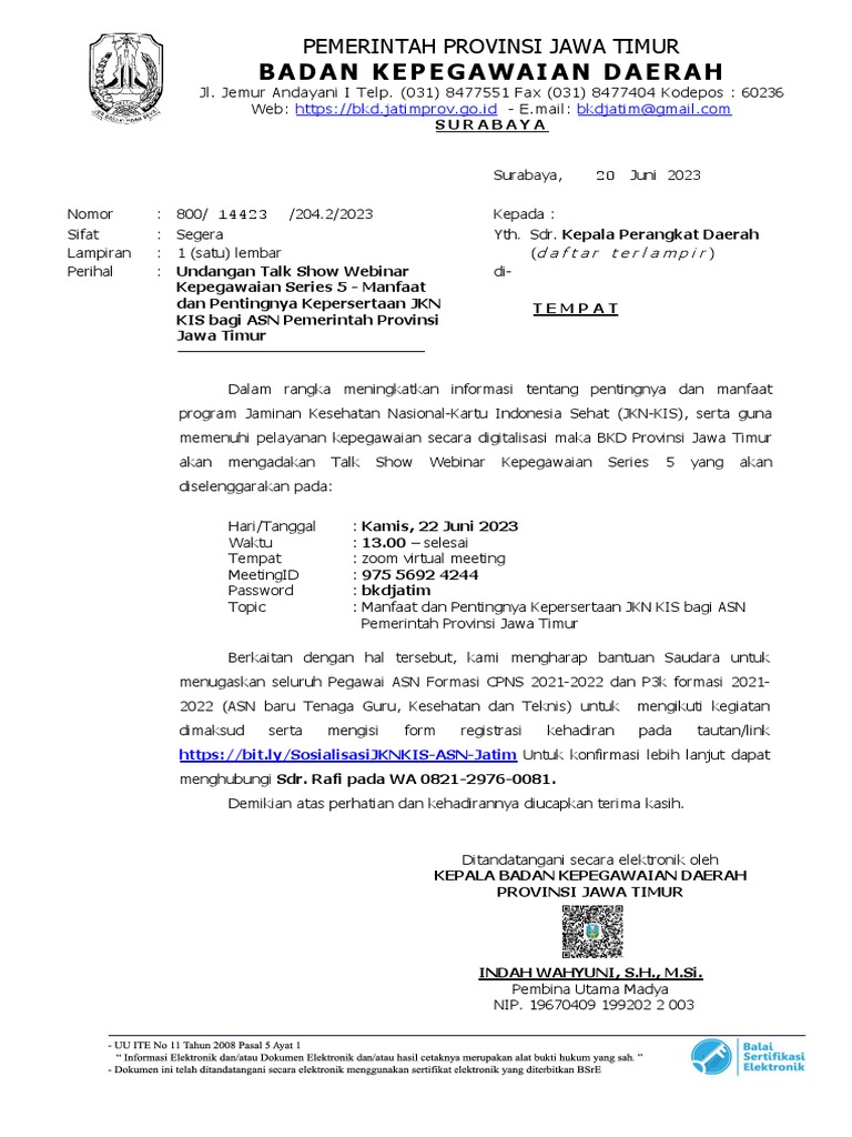 Surat Undangan Virtual Zoom Talk Show Webinar Kepegawaian Series 4 Bagi ...