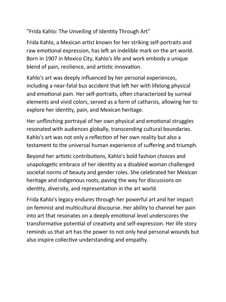 Frida Kahlo: Art, Identity, and Resilience | PDF