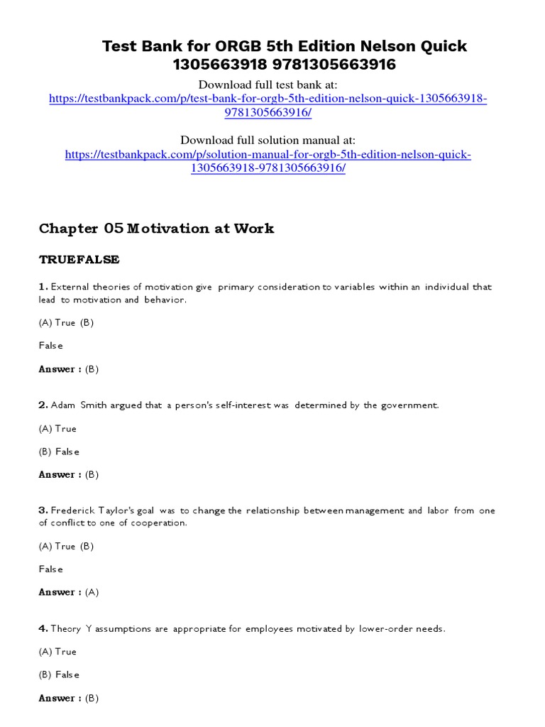 ORGB 5th Edition Nelson Test Bank 1 | PDF