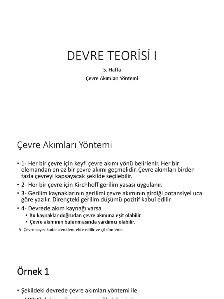DEVRE TEORİSİ I - 5hft | PDF