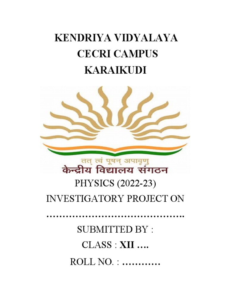 Class 12 Physics Project Cover Page | PDF