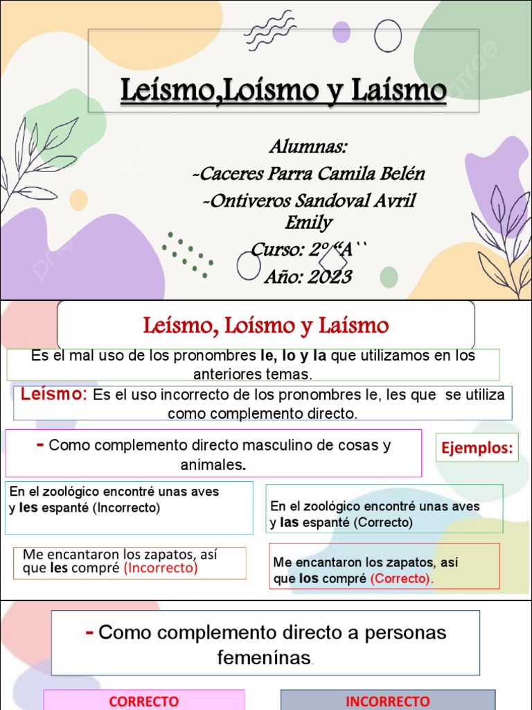 Leísmo, Loísmo y Laísmo | PDF