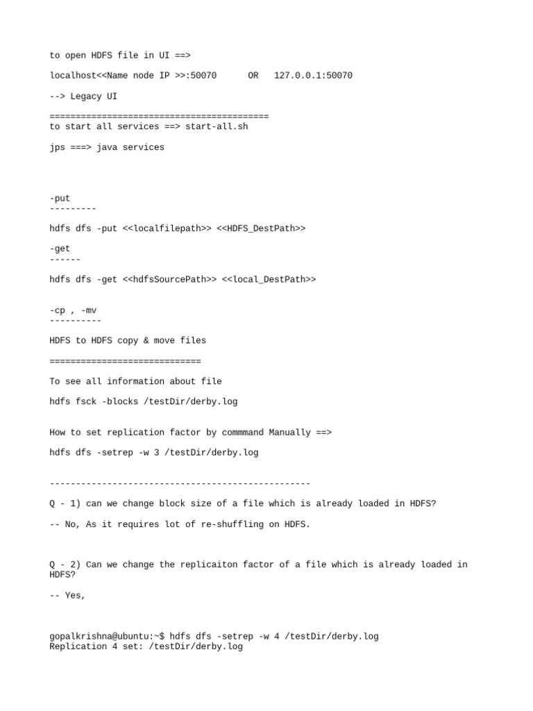 HDFS Commands While File Load | PDF