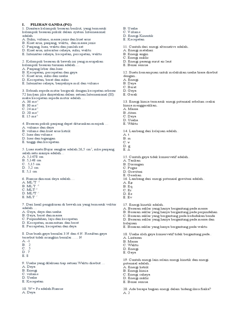 Soal Pat Fisika Kelas 10 2023 | PDF