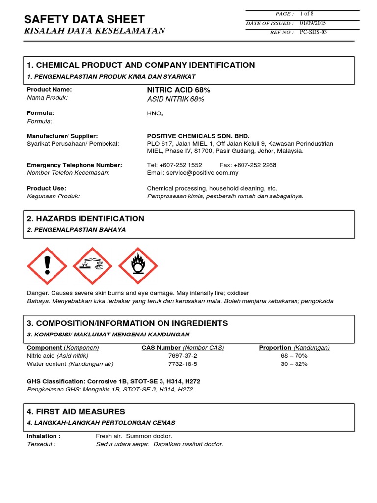 PC-SDS-03 R0 - Nitric Acid 68% | PDF