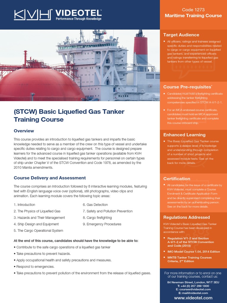 (STCW) Basic Liquefied Gas Tanker Training Course | PDF