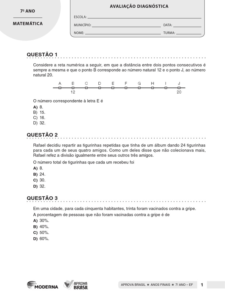Aprova Brasil 2020 7ano Mat Alu Final | PDF